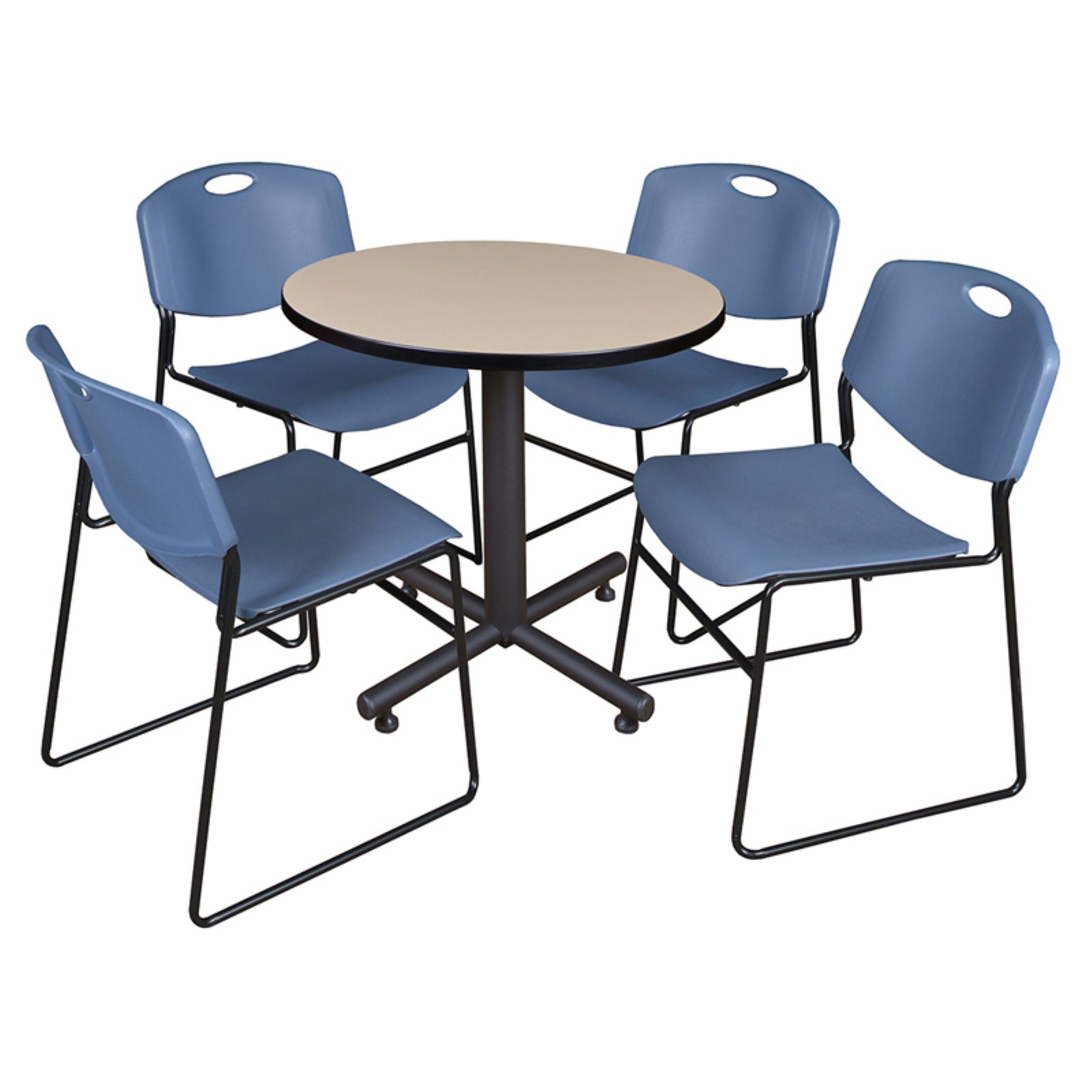 Regency 5-Piece 42" Square Table with Black Post Legs with 4 Stackable ...