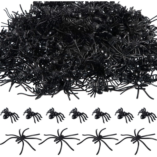 500 Pieces Black Halloween Spider Decorations Fake Plastic Spiders ...