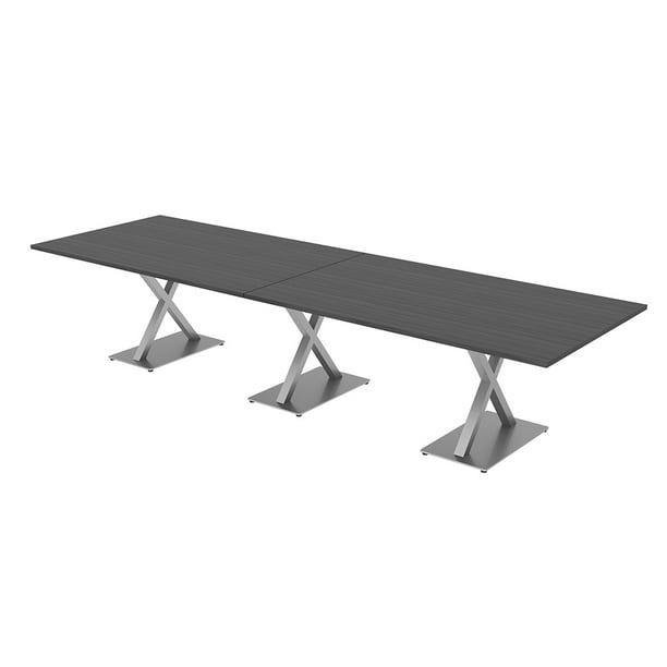12 Ft Rectangular Modular Conference Table With X Bases Power And Data ...
