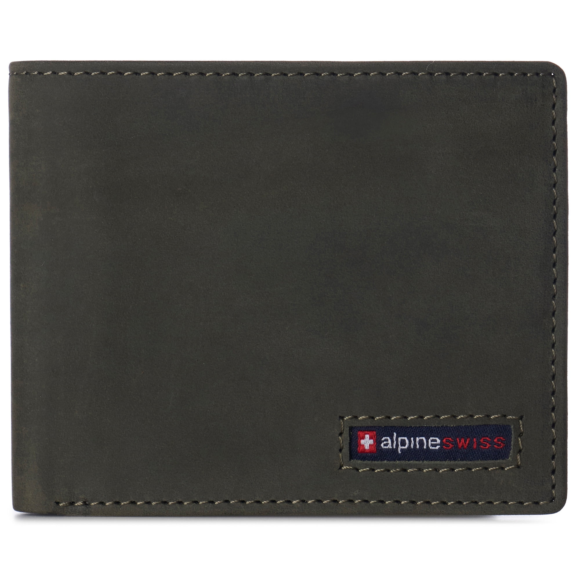 Alpine Swiss Mens Genuine Leather RFID Safe Bifold Wallet Passcase 2 ID ...