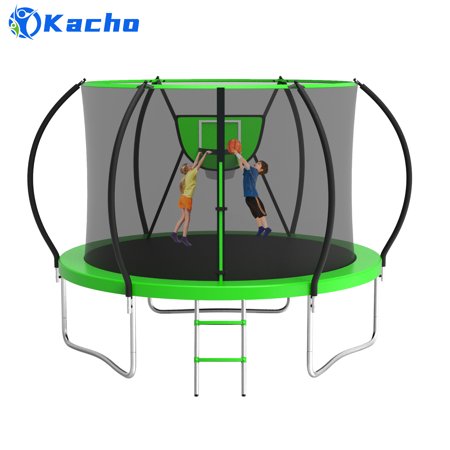 Kacho Trampoline, Trampoline with Enclosure Net 10FT 1000LBS Trampoline ...
