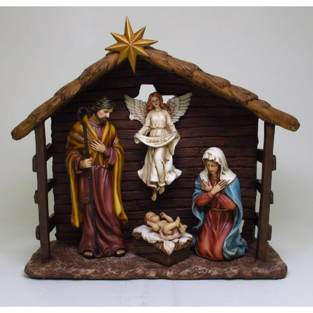 13.75 Inch Holy Family in Nativity Stable Resin Statue Figurine ...