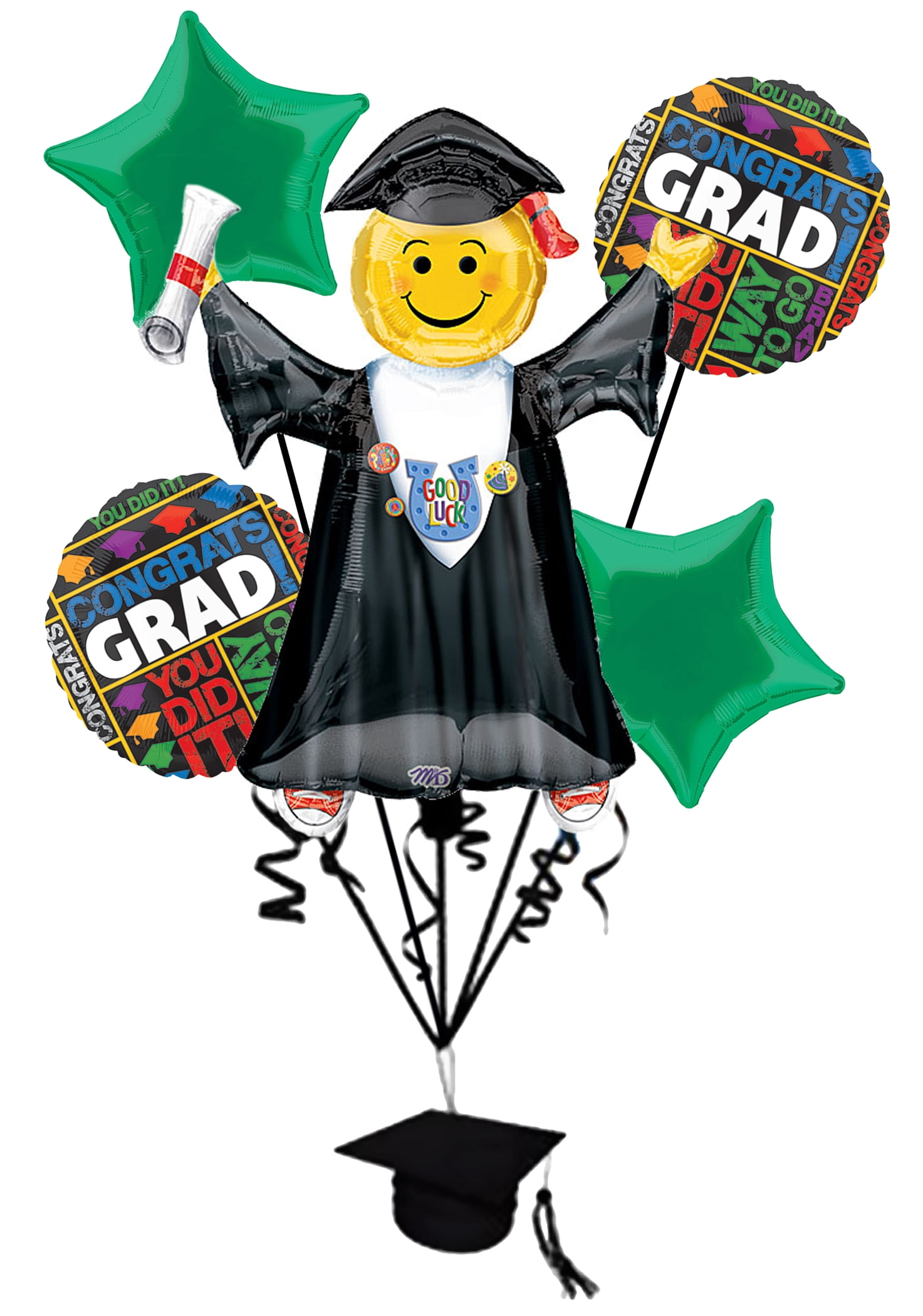 Anagram Congrats Bright Grad Graduation School Colors 7pc Balloon Pack ...