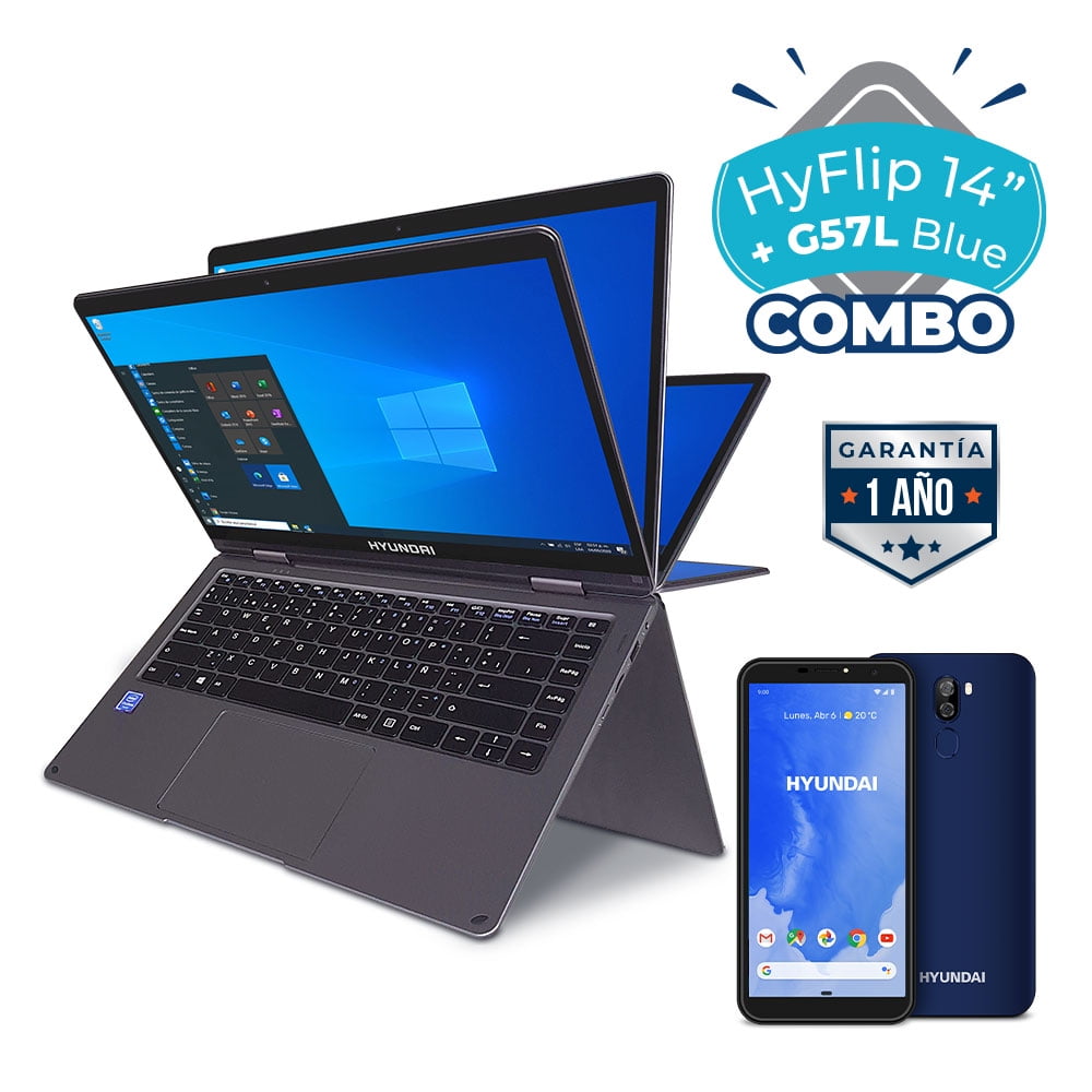 Hyundai Combo Laptop 2 en 1 + Celular Android 4G Blue Hyundai HyFlip ...