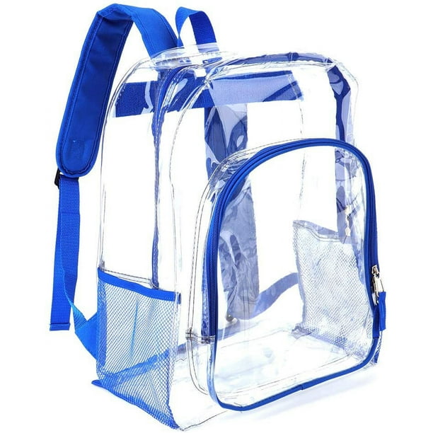 Heavy Duty Transparent Clear Backpack Plastic for School Work (Blue ...