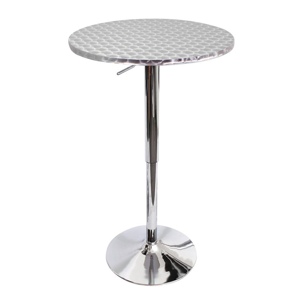 Bistro Contemporary Adjustable Round Bar Table in Silver by LumiSource ...