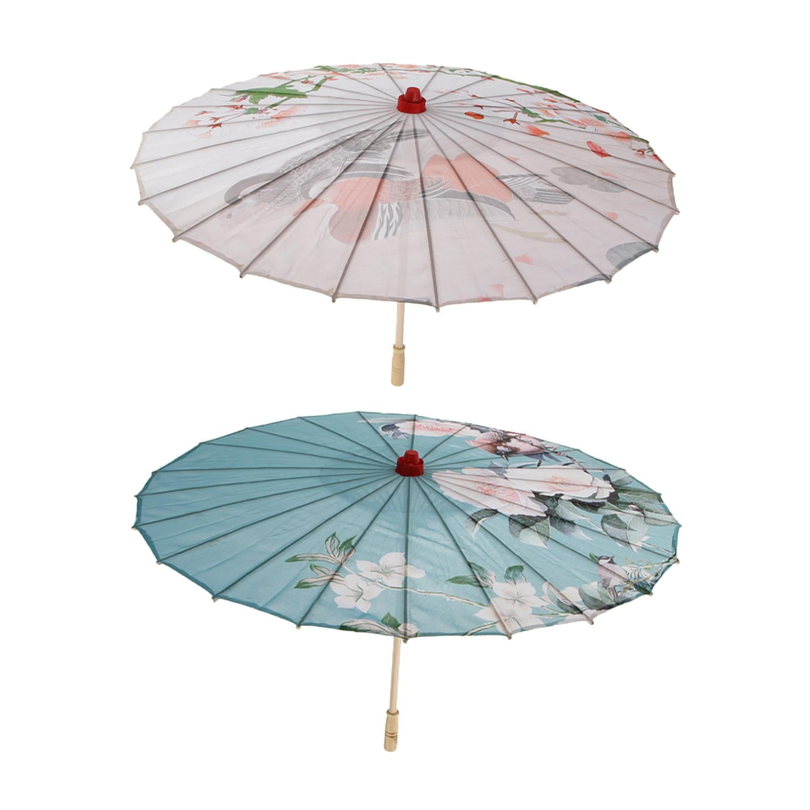 2pcs Vintage Style Chinese Umbrella Silk Cloth Parasol Wedding Prop ...
