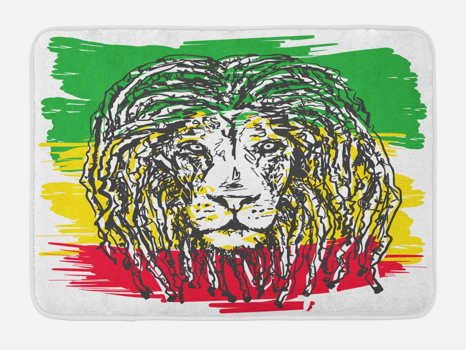 Rasta Bath Mat, Ethiopian African Culture Hair Style Lion Head Portrait ...