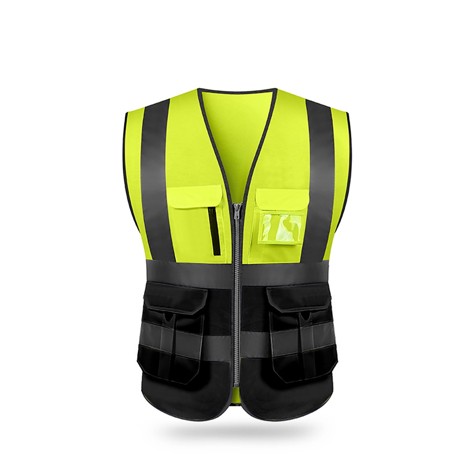 Lifcasual High Visibility Reflective Safety Vest Reflective Vest Multi Pockets Workwear Working Clothes Day Night Motorcycle Cycling Warning Safety Wa