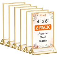 12 Pack Acrylic Sign Holder Gold Borders,4x6 Double Sided Clear Frame ...