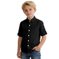 Boys Tshirts Solid Print Lapel Short Sleeve Button Down Basic Shirt ...