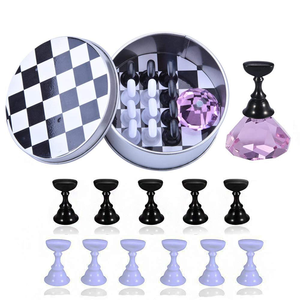 Magnetic Nail Art Tip Bracket Crystal Bracket Checkerboard DIY ...