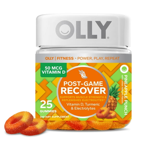 OLLY Post-Game Recover Workout Gummy Rings, Vitamin D, Turmeric ...