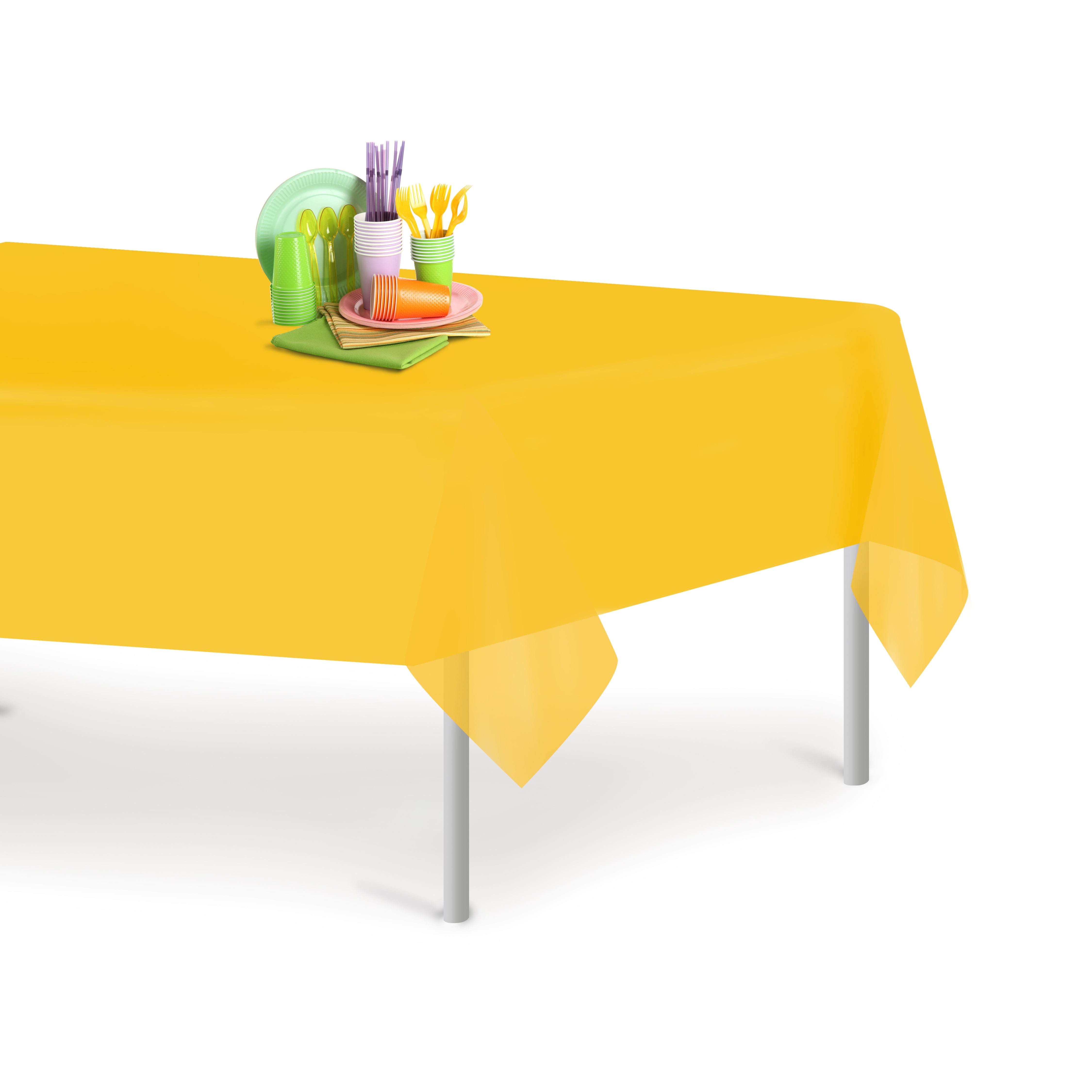 Yellow 12 Pack Premium Disposable Plastic Tablecloth 54 Inch. x 108 ...