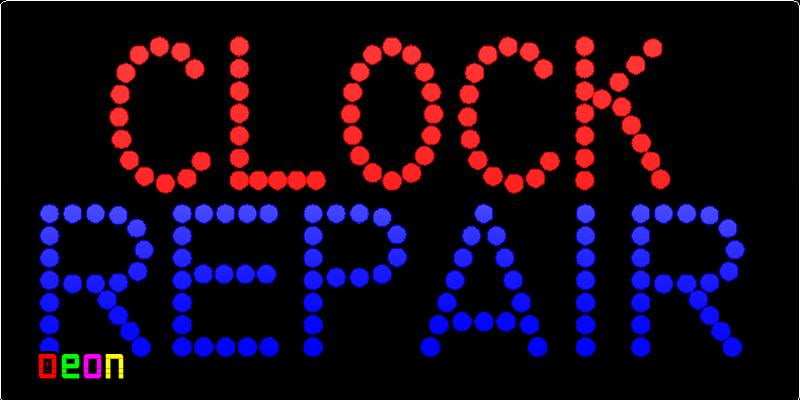 31"x17" Neon By Deon Clock Repair LED Sign w/Flashing Controller ...