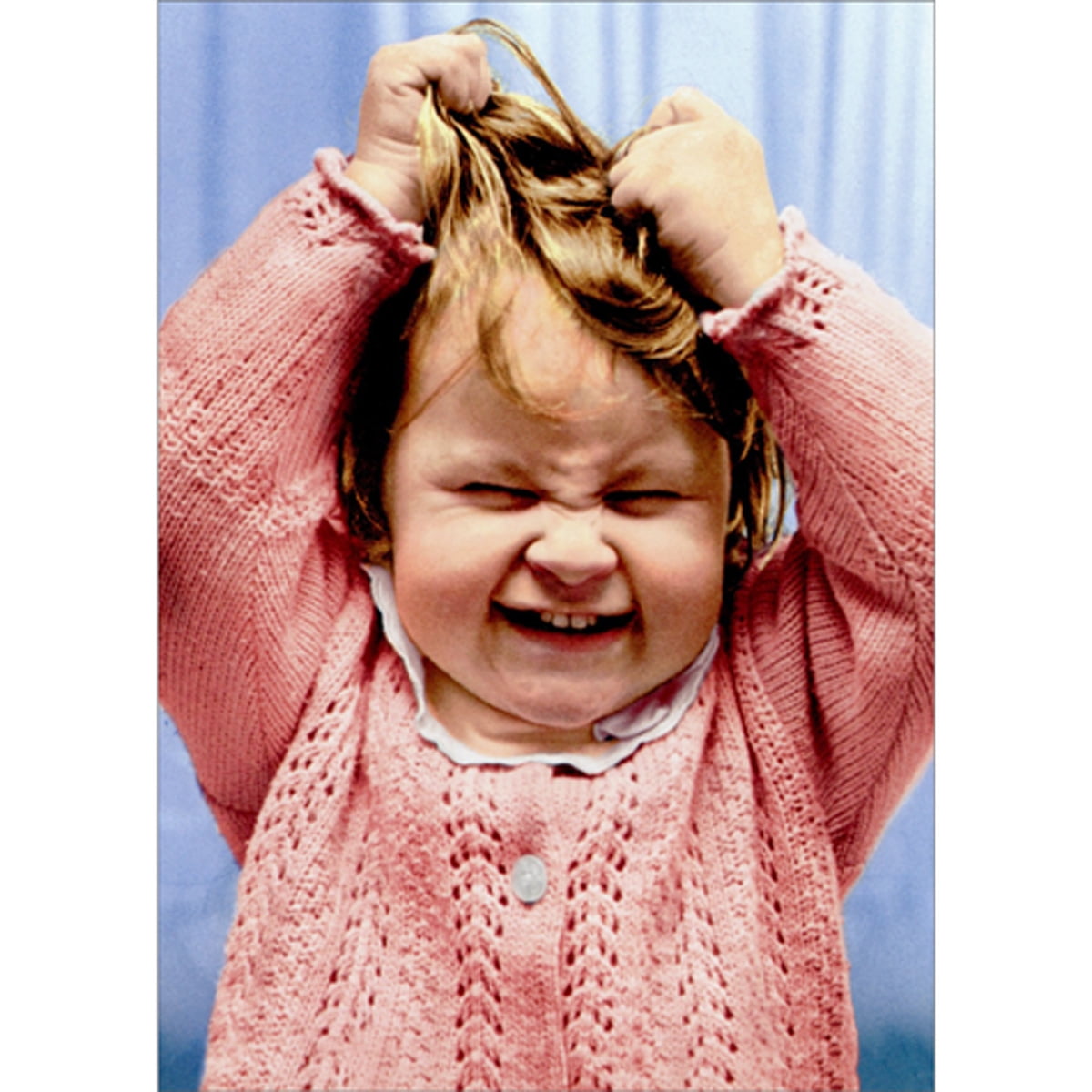 Avanti Press Little Girl with Scrunched Face Pulling Her Hair Funny ...