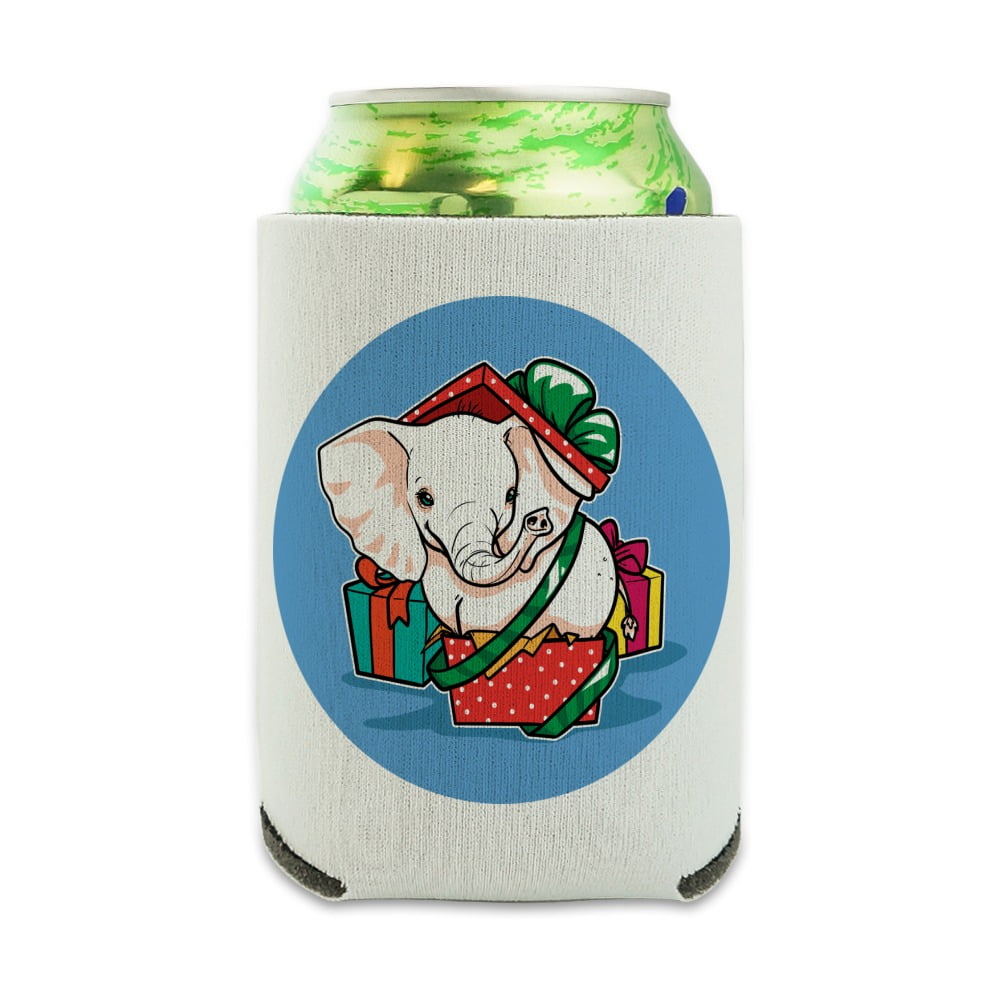 White Elephant In Present Gift Box Holiday Christmas Can Cooler - Drink ...
