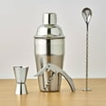 True 4-Piece Barware Set Cobbler Shaker with Cap and Strainer, Double Jigger, Muddler Bar Spoon ...