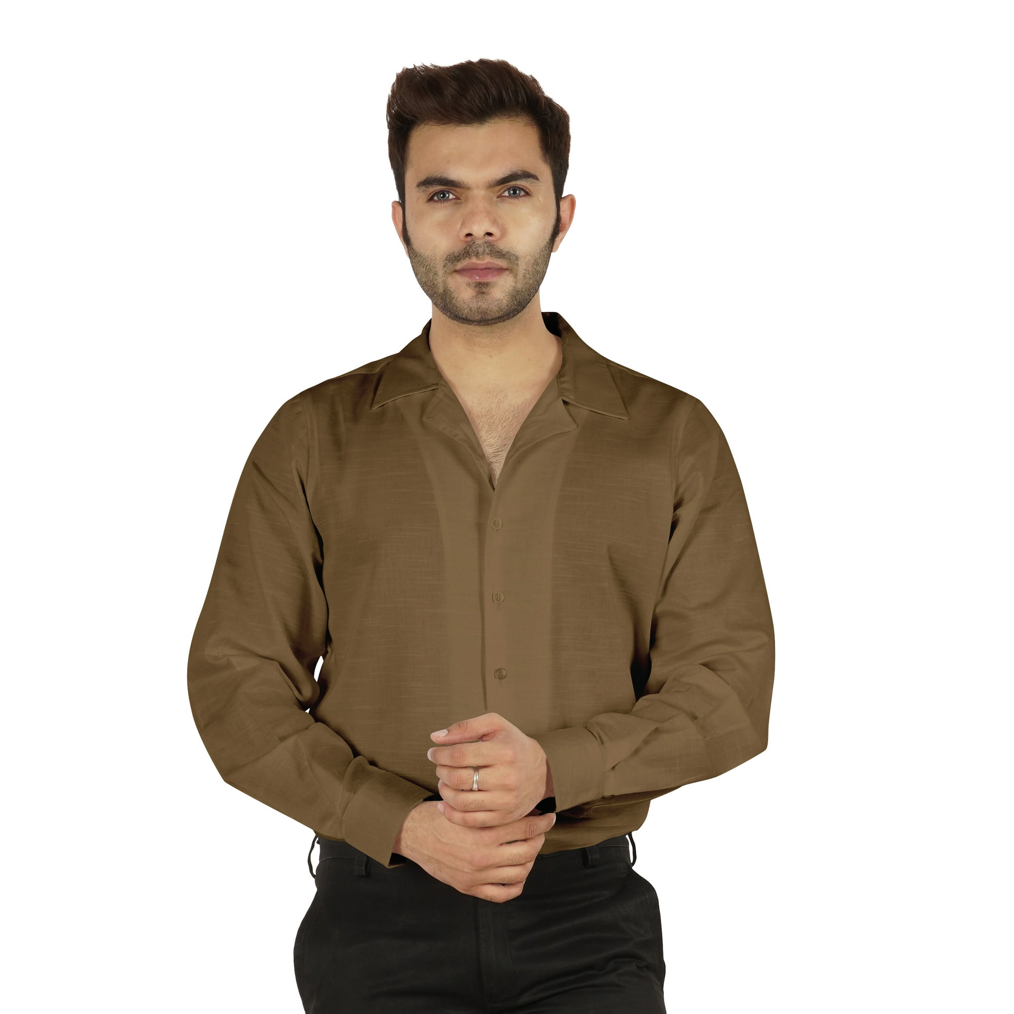 Click here for Bestman Solid Long Sleeve Cotton Shirts For Mens F... prices