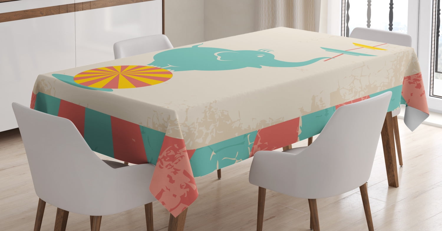 Circus Tablecloth, Grungy Background with Rays of Beams and Elephant ...