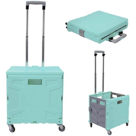 Foldable Utility Cart - 4 Wheeled Rolling Crate Universal Rolling Cart ...