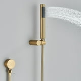 "Brushed Gold Bathroom Shower Head Combo Set System with Brass Valve, 8 ...