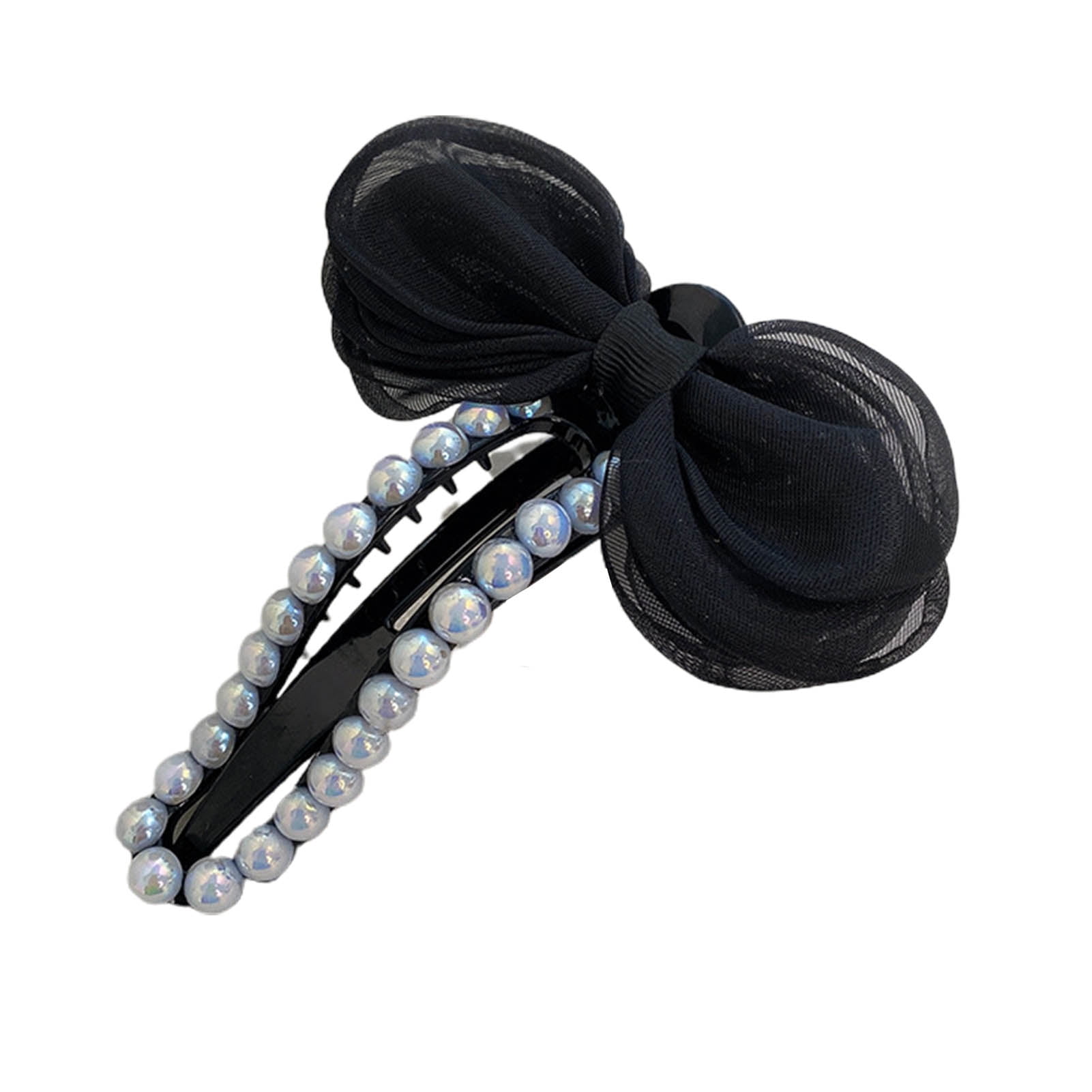 Mightlink Women Claw Clip Faux Pearls Hollow Out Bow-knot Hair Claw ...