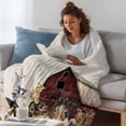 Farm Throw Blanket for Couch Barn Horse Sheep Cat Animal Country Retro ...