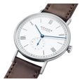 NOMOS Glashutte Ludwig 38 Manual Wind Stainless Steel White Dial Brown ...