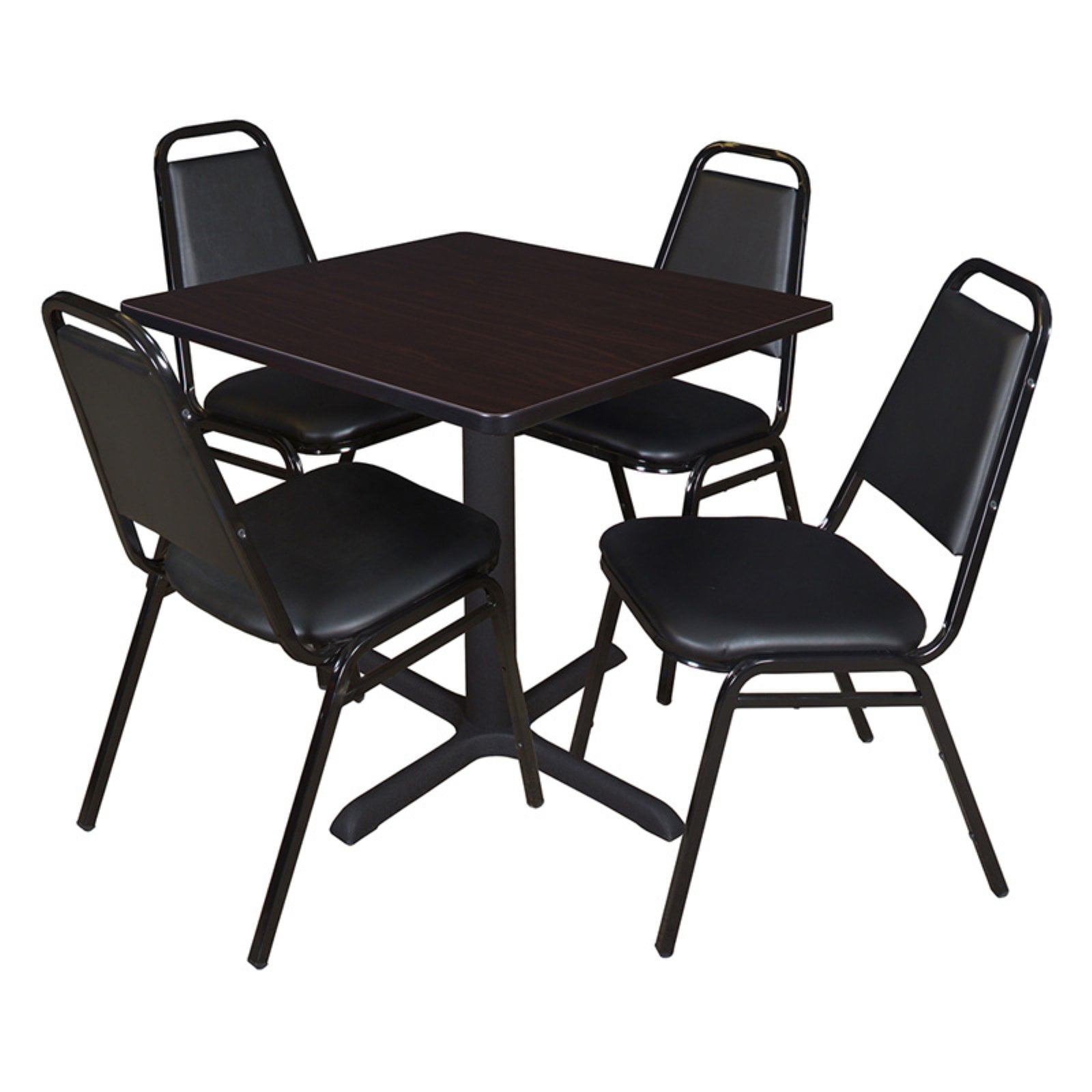 Regency Cain Square Breakroom Table with 4 Stackable Restaurant Chairs ...