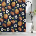 Basketball Rugby Shower Curtains for Bathroom, Soccer Tennis Brown Ball ...