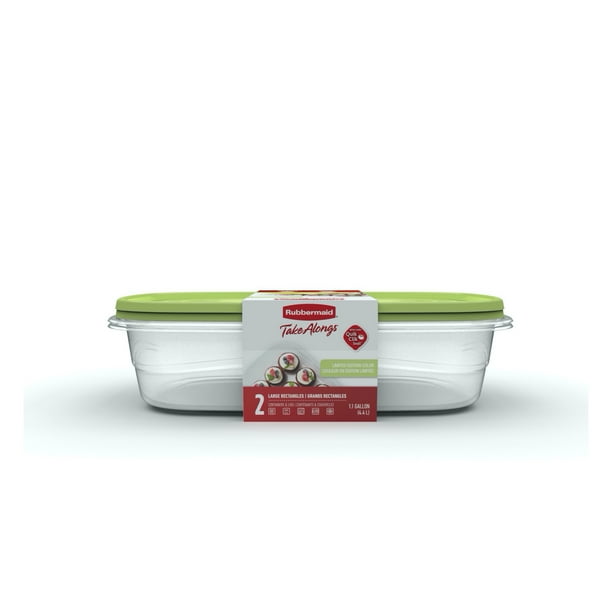 Rubbermaid TakeAlongs 1 Gallon Rectangle Food Storage Containers, Set ...