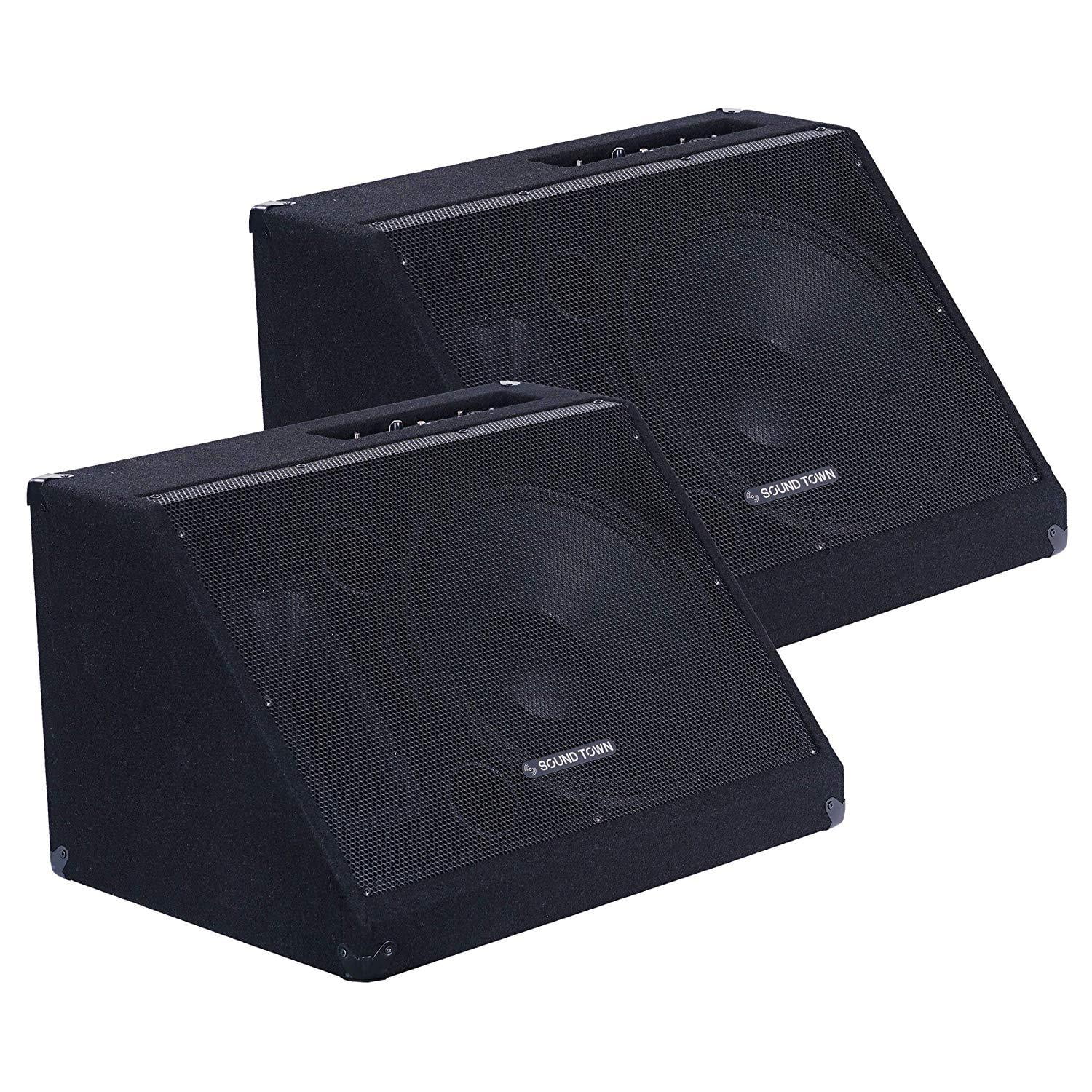 Sound Town 2-Pack 15" 1200W Powered DJ PA Stage Floor Monitor Pro Audio ...