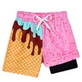 CUZIBR Boys Swim Trunks High Waist Drawstring Gradient Color Ice Cream ...