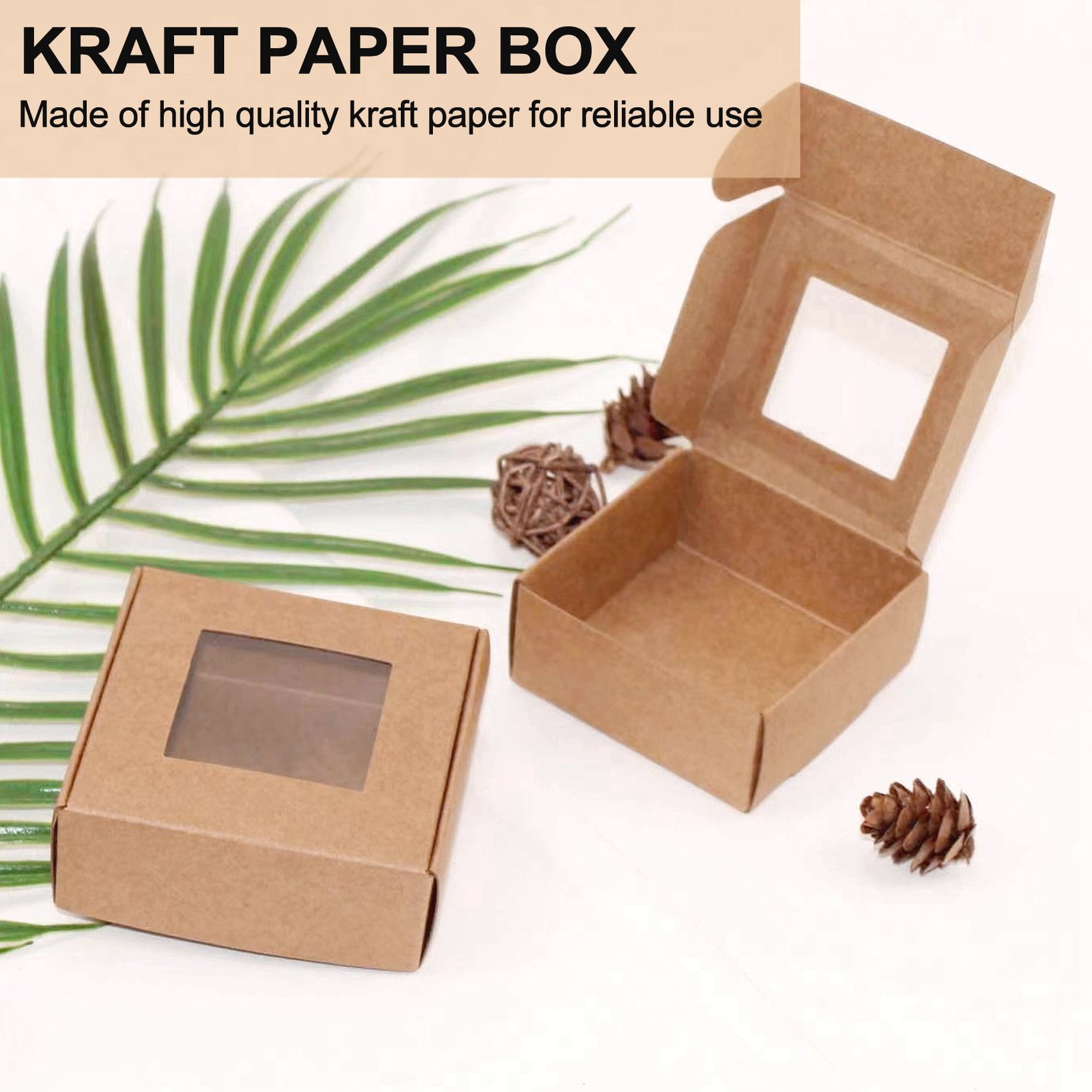 Buy 50 Pieces Mini Kraft Paper Box with Window Present Packaging Box ...