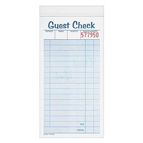 Adams Guest Check Pads, 2-Part, Carbonless, White/Canary, 3-3/8" x 6-3/ ...