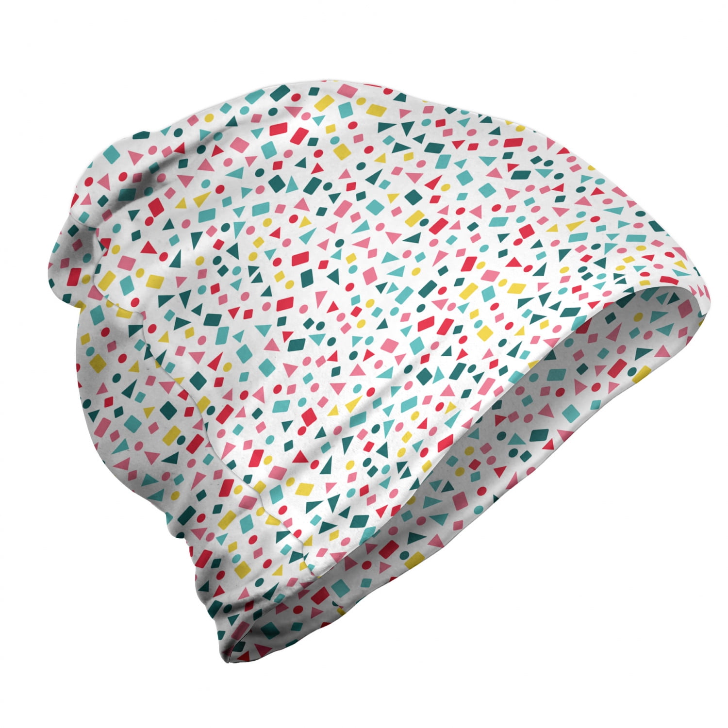 Geometric Unisex Beanie, Scattered Colorful Shapes, Hiking Outdoors ...