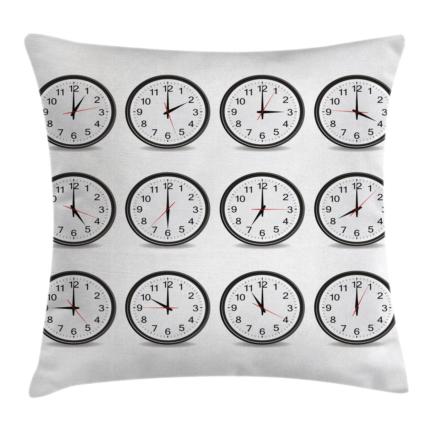 Clock Decor Throw Pillow Cushion Cover, Clocks with Numbers That Show ...