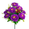 Artificial Peony Flowers Bouquet 10 Head Stems Silk Plastic Faux ...