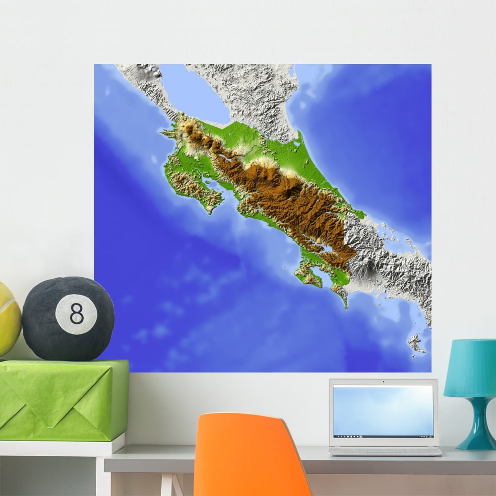 Costa Rica Shaded Relief Wall Mural by Wallmonkeys Peel and Stick ...