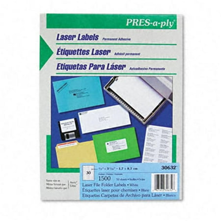 Avery 30632 Pres-A-Ply Laser File Folder Labels- 2/3 x 3 7/16- White ...