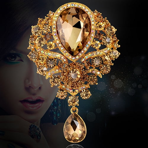 Besufy Women Brooch Pin Wedding Bridal Bouquet Clear Crystal Rhinestone