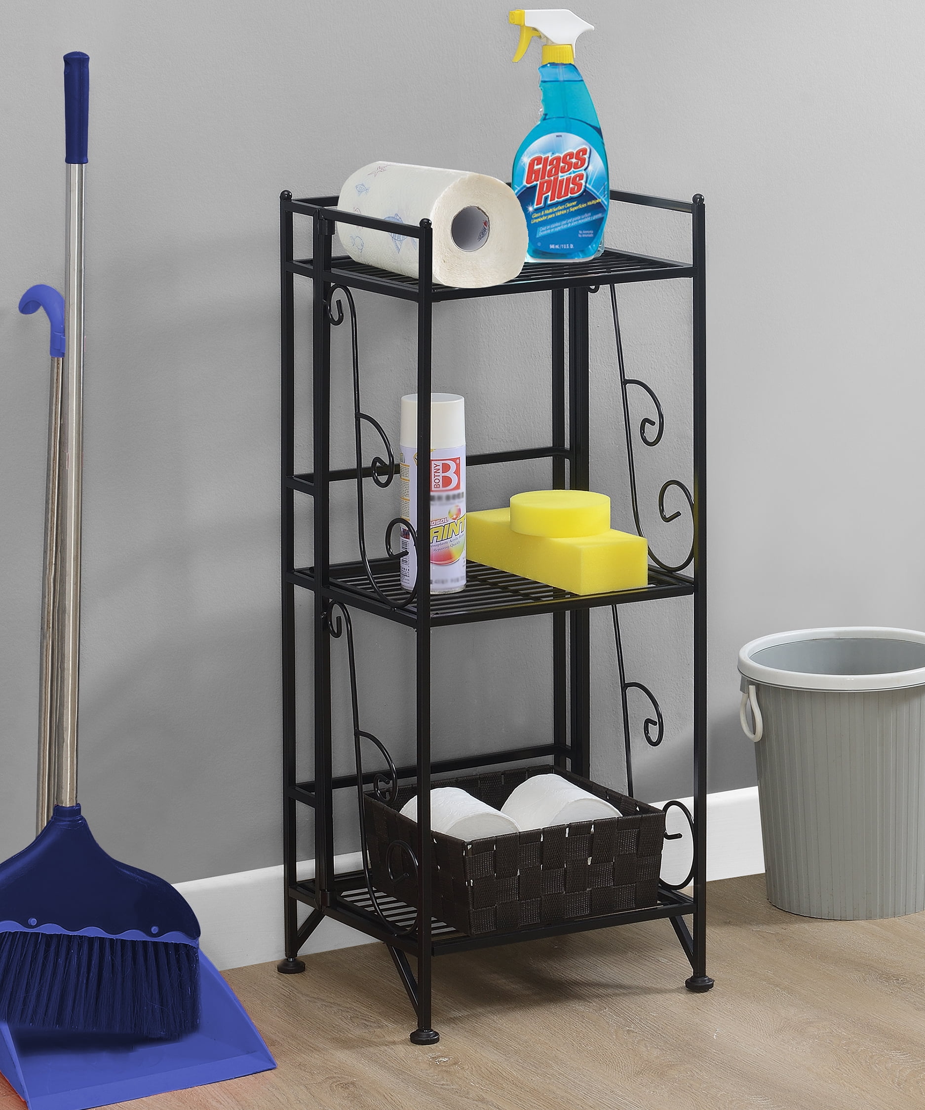 Convenience Concepts Xtra Storage 3 Tier Folding Metal Shelf with ...