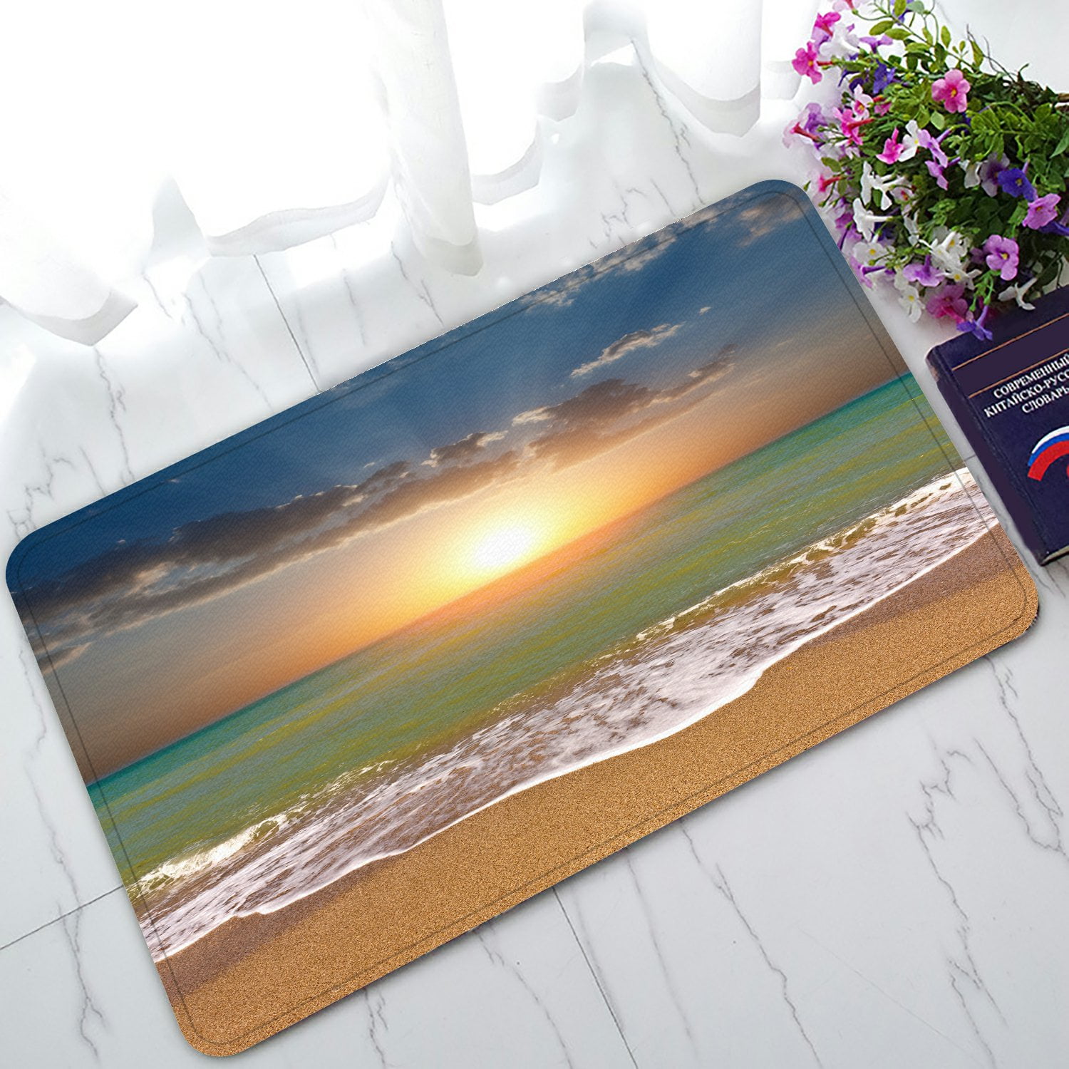 PHFZK Seascape Doormat, Ocean Beach Sunset Doormat Outdoors/Indoor ...