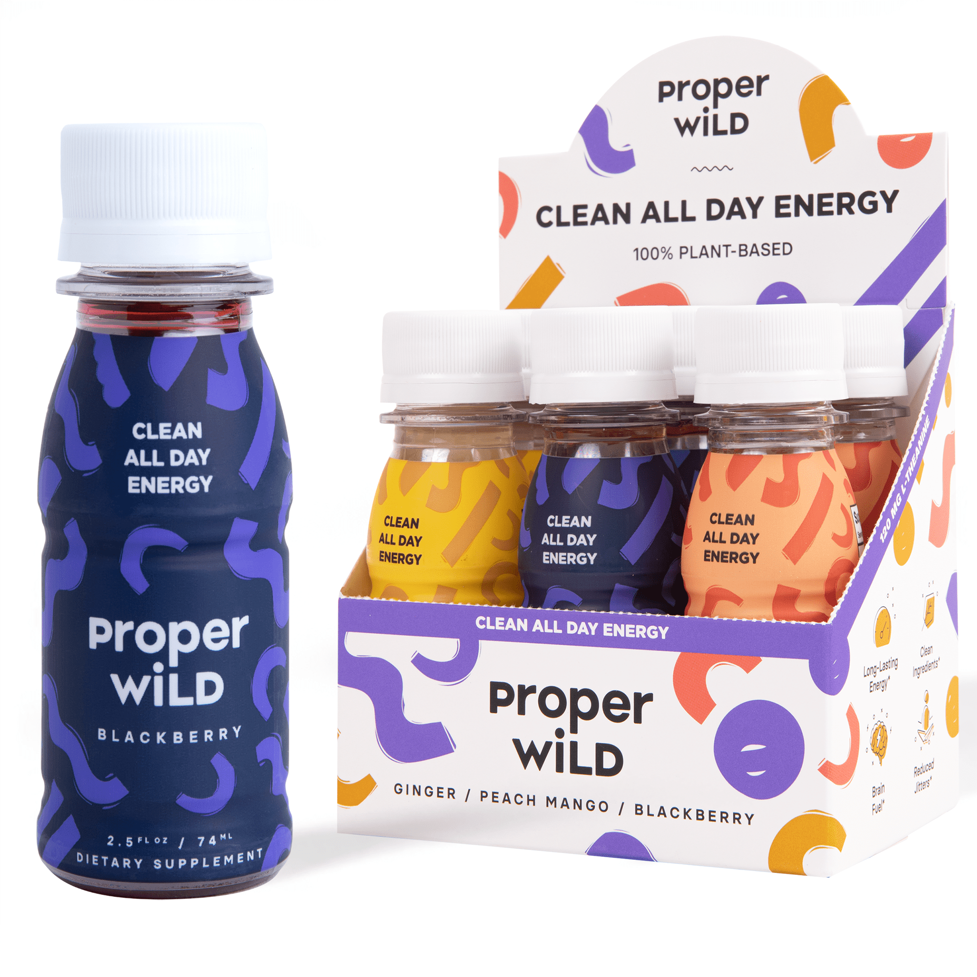 Proper Wild, Natural Clean All Day Energy Shots, Originals (Variety), 6 ...