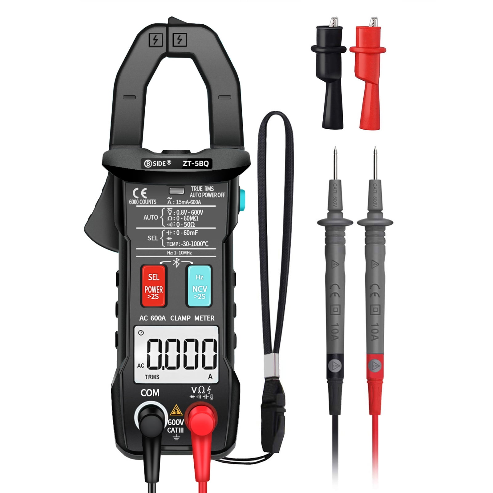 BSIDE ZT-5BQ 6000 Counts High NCV Test Digital Smart Clamp Meter with ...