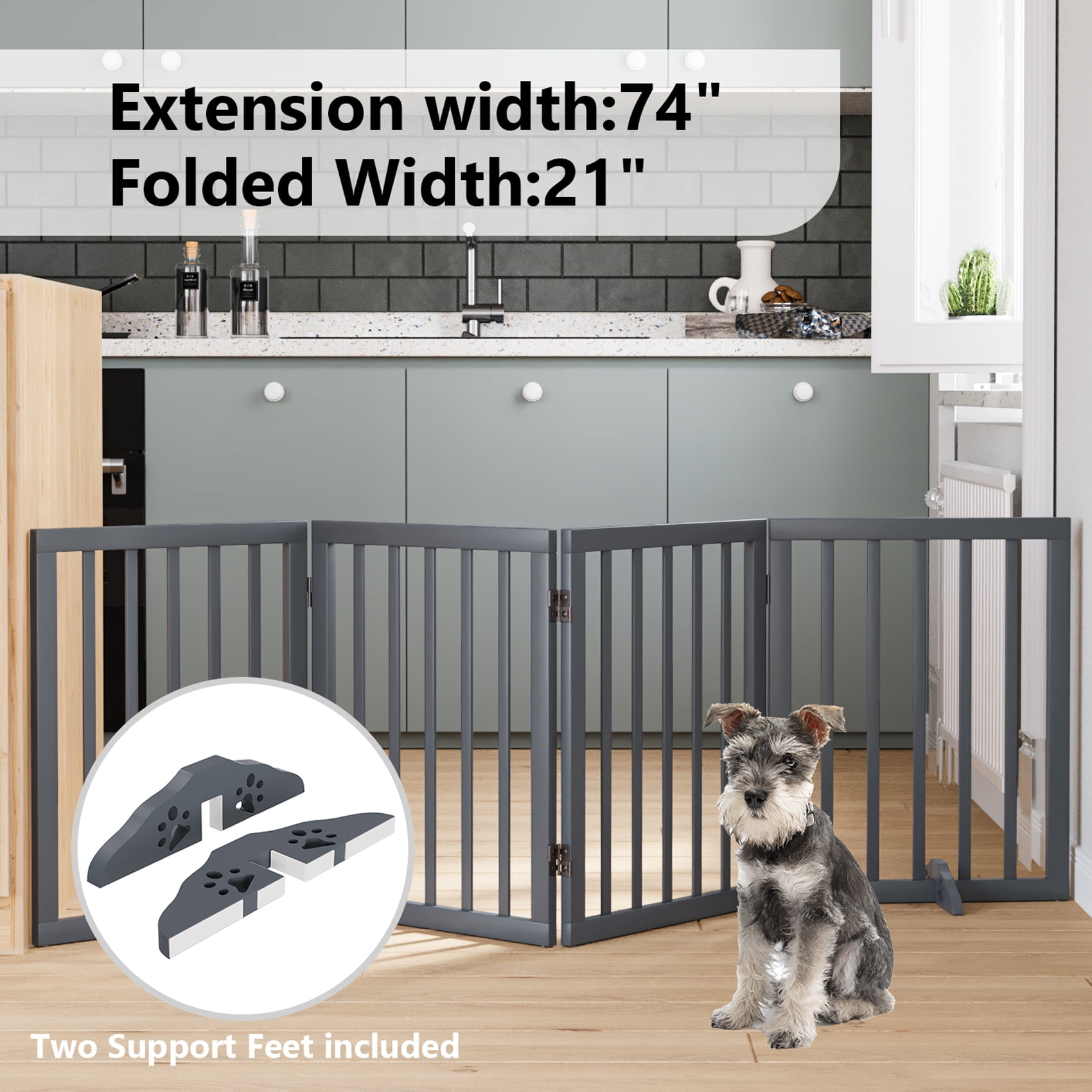 Algherohein Dog Gate for Inside,Freestanding Pet Gate for Doorways,24 ...