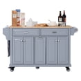 AR Airui Polin 60.5" Kitchen Island on Wheels, 4 Doors 3 Drawers ...