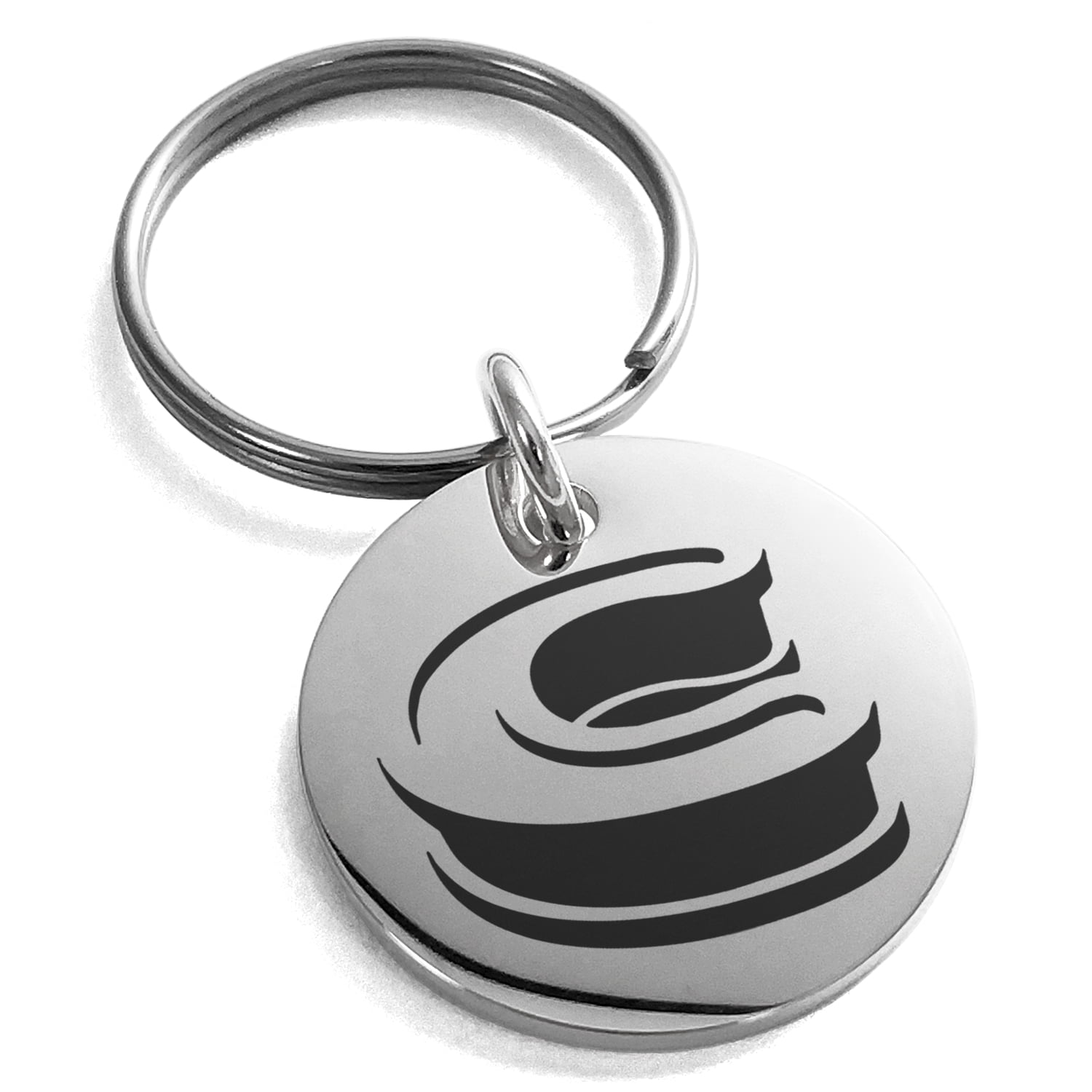 Stainless Steel Letter C Initial 3D Monogram Engraved Small Medallion ...
