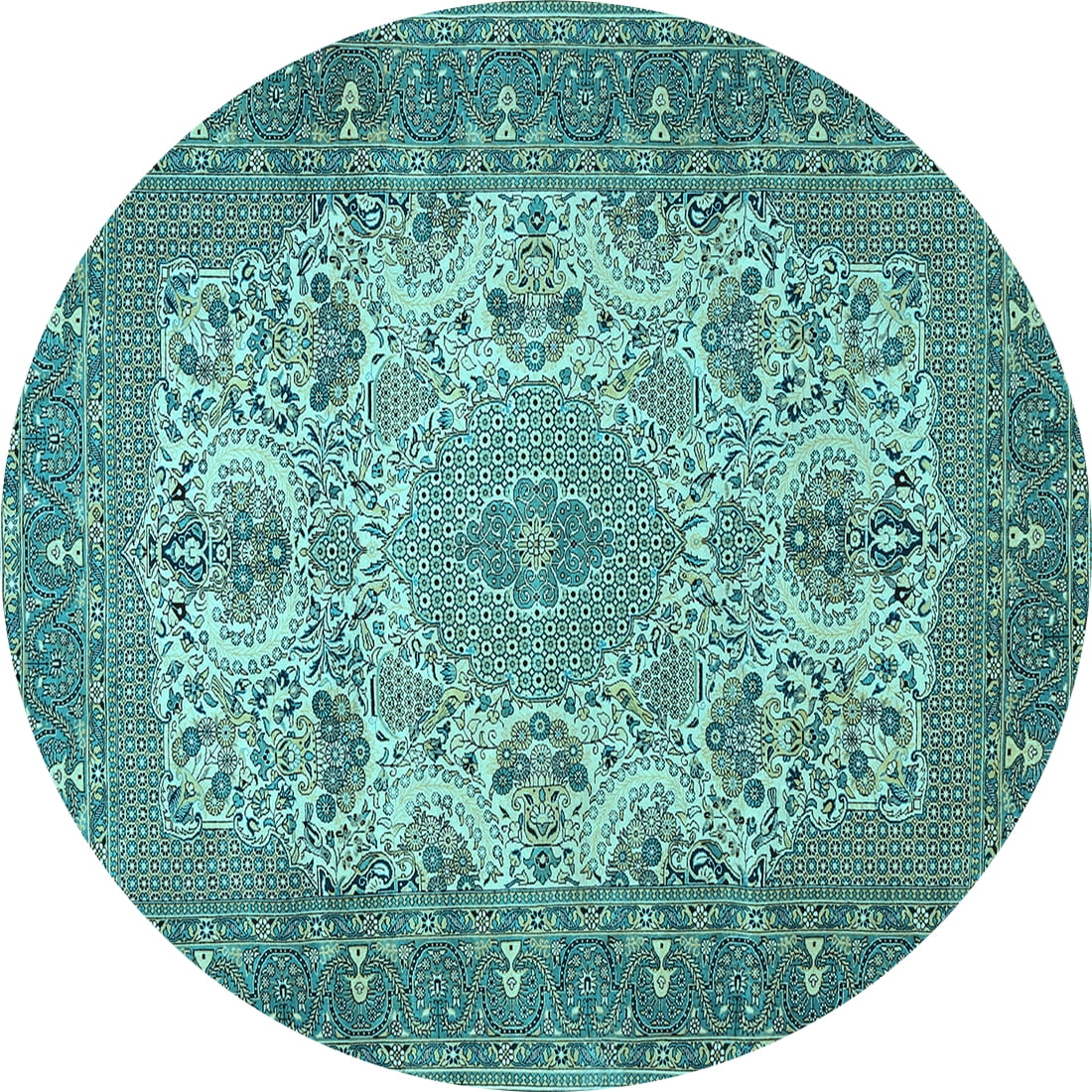 Ahgly Company Indoor Round Medallion Light Blue Traditional Area Rugs ...